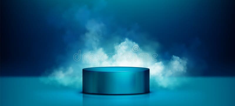 3d Turquoise Podium with Neon Light and Cloud Stock Vector ...