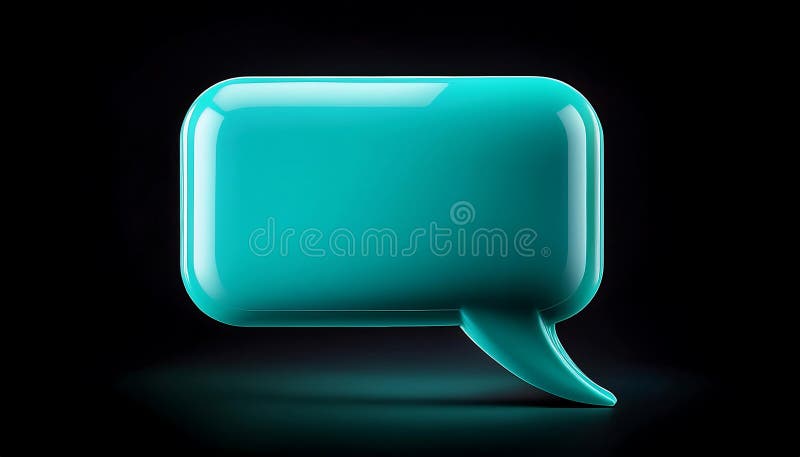 A 3D Turquoise Speech Bubble Icon Pops Against a Black Backdrop Stock ...