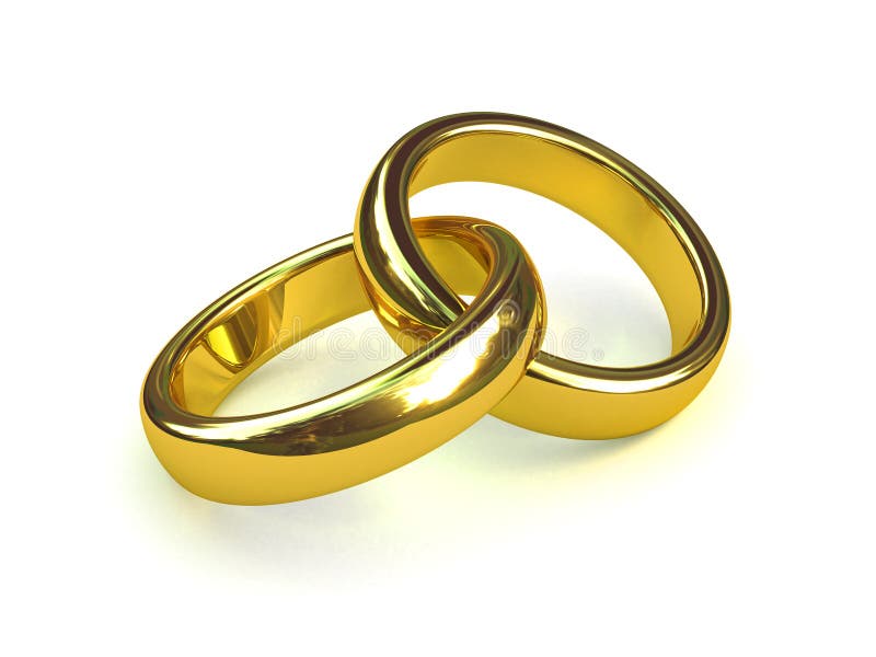 3d Twee Gouden Ineengestrengelde Ringen Stock Illustratie ...