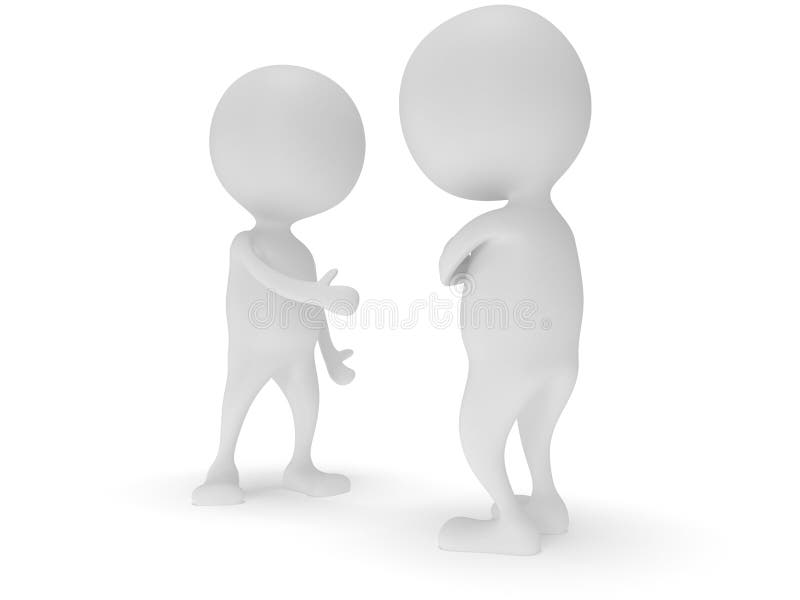 3d Twee Mensen Schudden Geen Handen. Stock Illustratie - Illustration ...