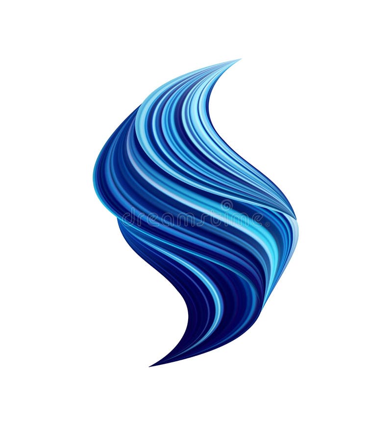 3d Twisted Blue Color Flow Liquid Shape on White Background. Acrylic ...