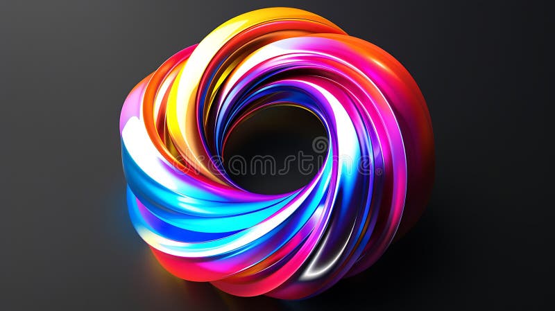 3D Twisted Circle Featuring Bright Color Gradients Stock Illustration ...