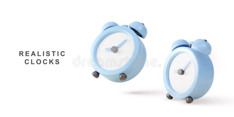 3d Two Blue Realistic Clock. Vector Illustration Stock Vector ...