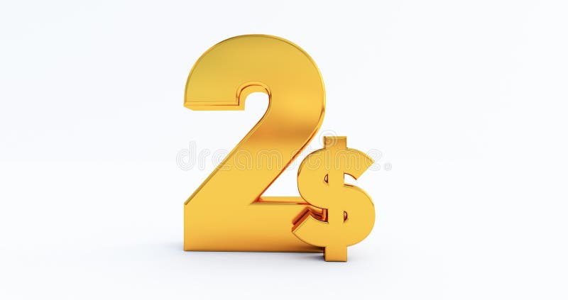 Two Dollar Isolated on White Background, Usa Dollar Stock Illustration ...