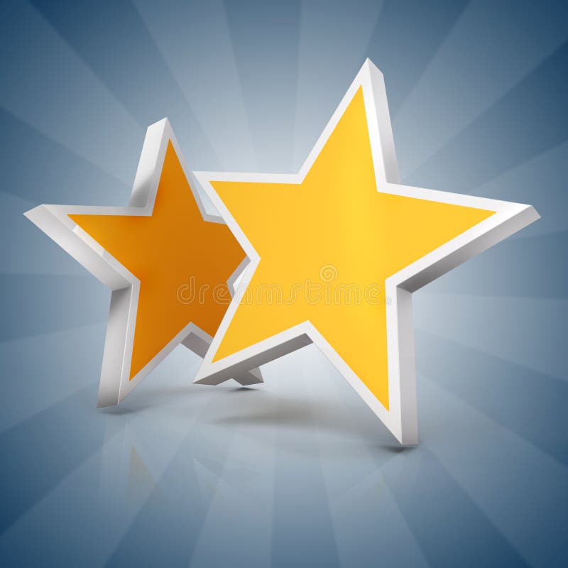 3d - Two Gold Stars on Blue Background Stock Illustration ...
