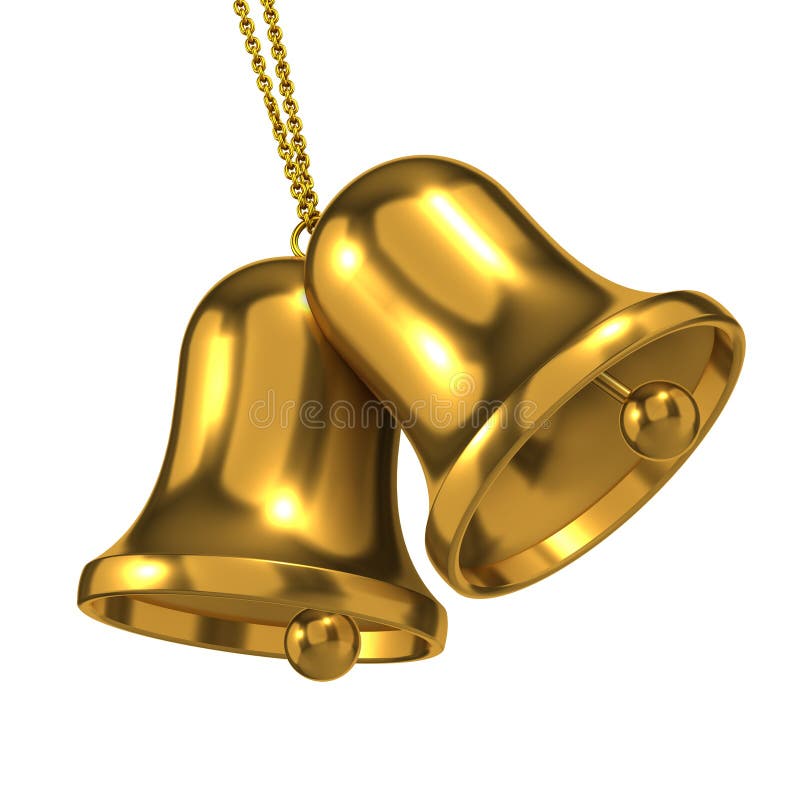 3d Two golden bells stock illustration. Illustration of winter - 46686716