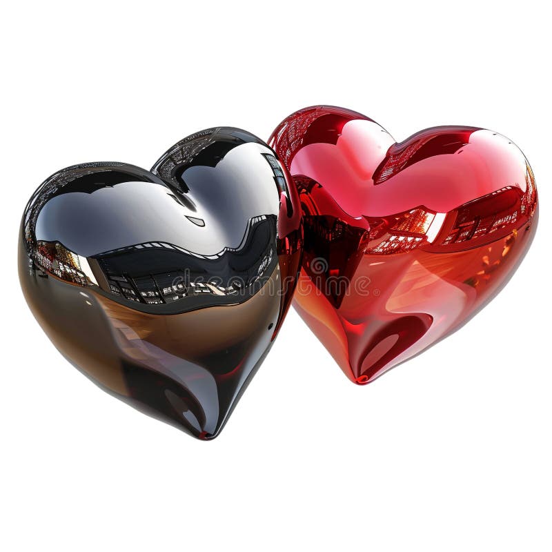 3D Two Hearts Symbol on a Transparent Background Stock Illustration ...