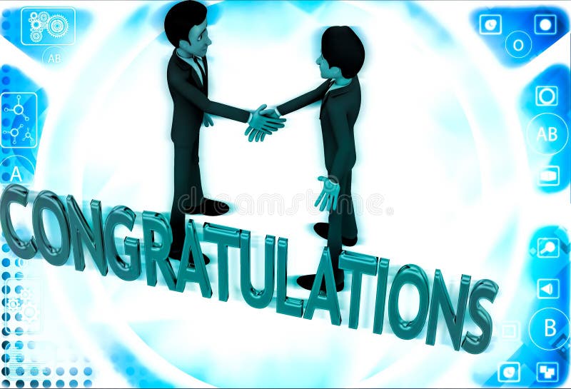 3d Two Men Congratulate Each Other And With Congratulation Text ...