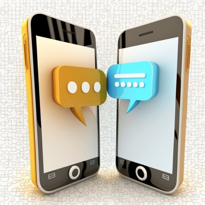 3D Two Mobile Phone with Message Ai Generative Stock Illustration ...