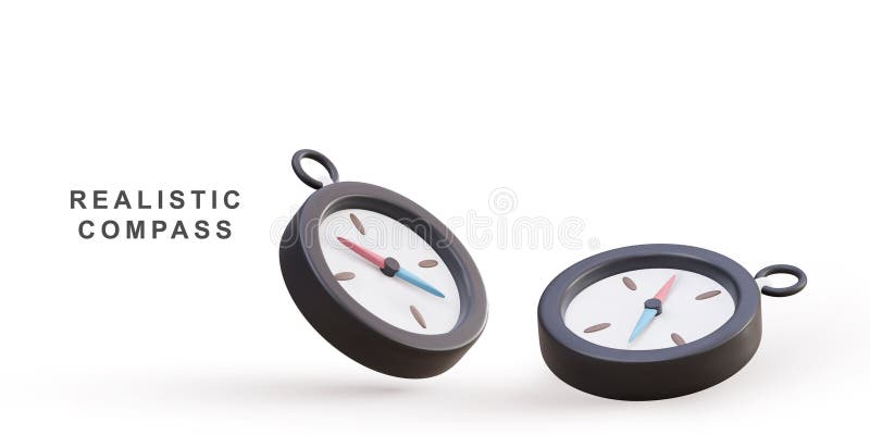 3d Two Realistic Compass. Vector Illustration Stock Vector ...