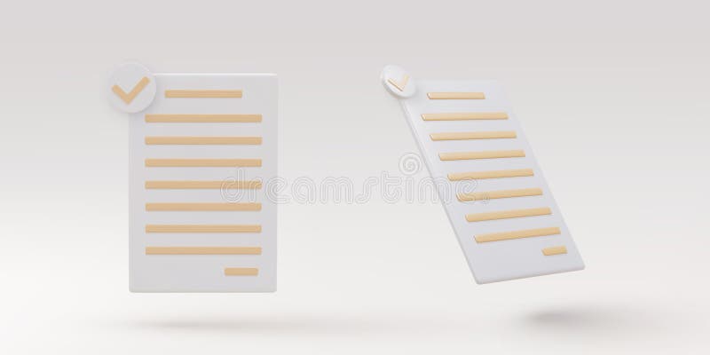 3d Two Realistic Documents Icon. Stack of Paper Sheets. a Confirmed or ...