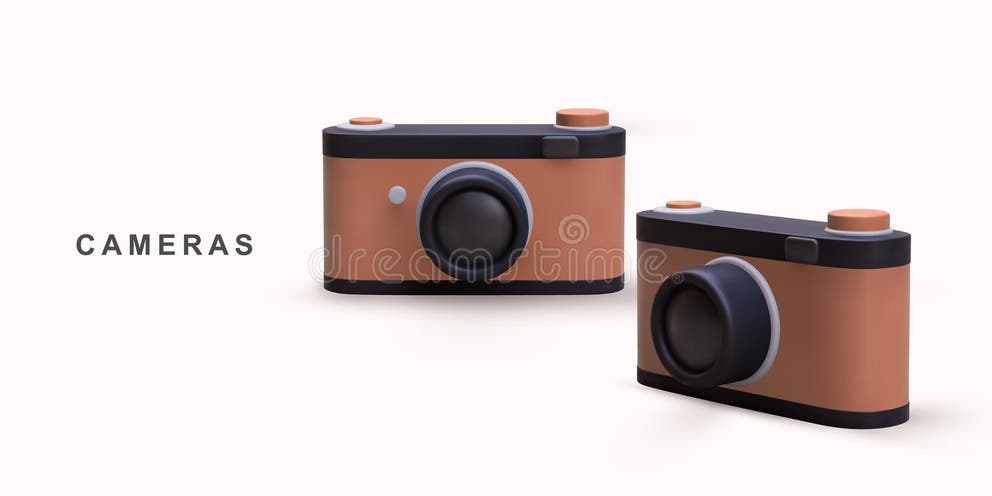 3D Two Realistic Retro Cameras. Vector Illustration Stock Vector ...
