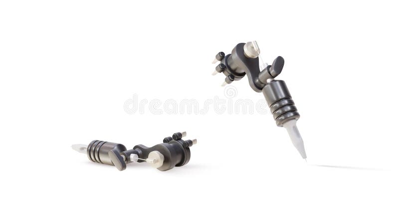 3d Two Realistic Tattoo Machine with Black Metal Elements. Vector ...
