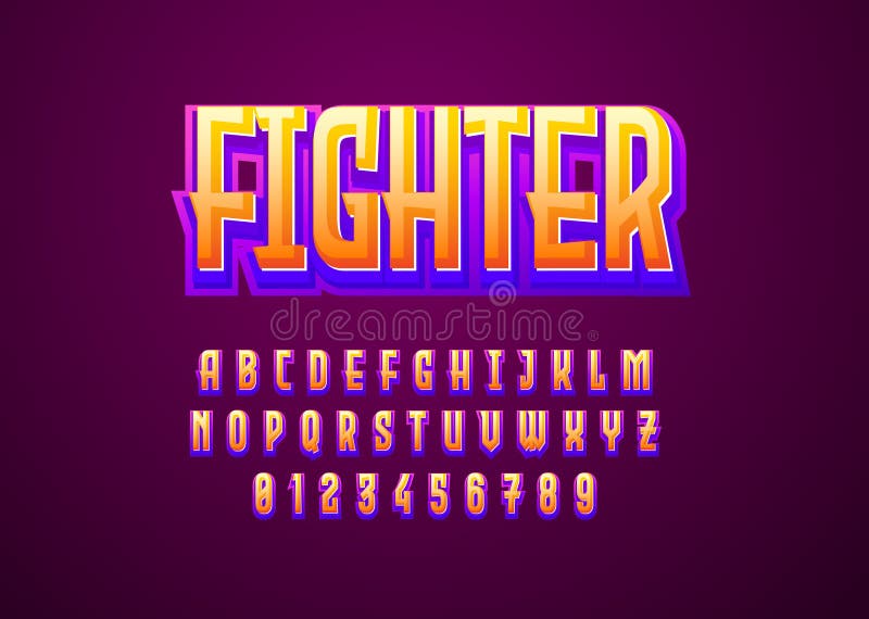 3d Typeface Game Logo Title Text Effect. Custom Font Alphabet Letter ...