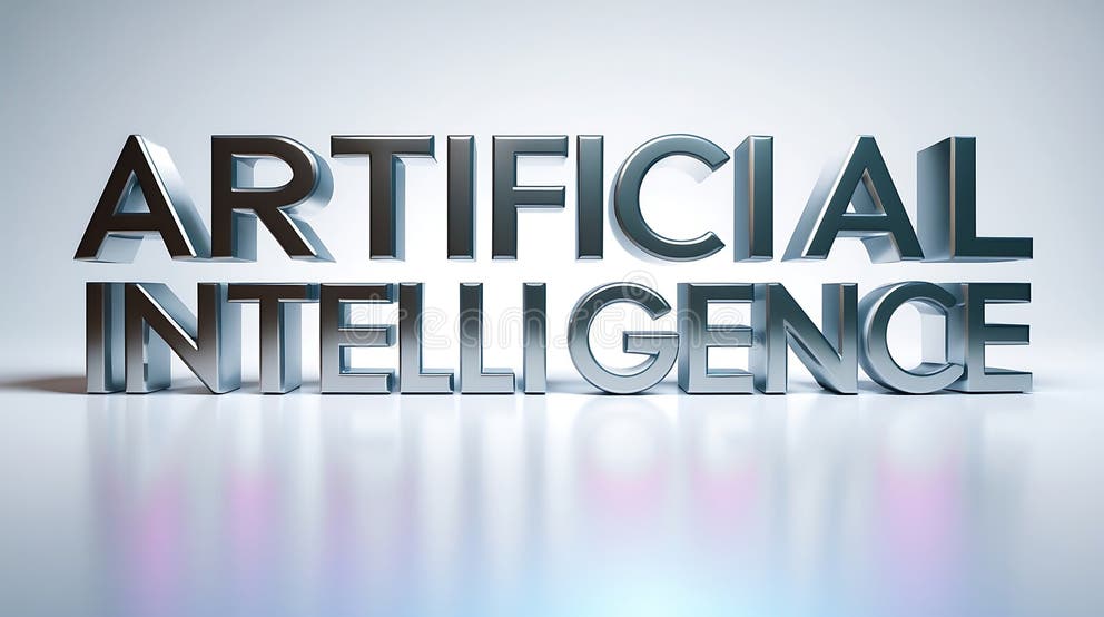 3D Typography of Artificial Intelligence Displayed on a Smooth Surface ...