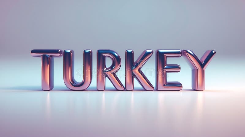 3D Typography of the Word Turkey on a Smooth Surface in Soft Lighting ...