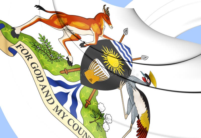 Uganda Coat of Arms stock illustration. Illustration of fluttering ...