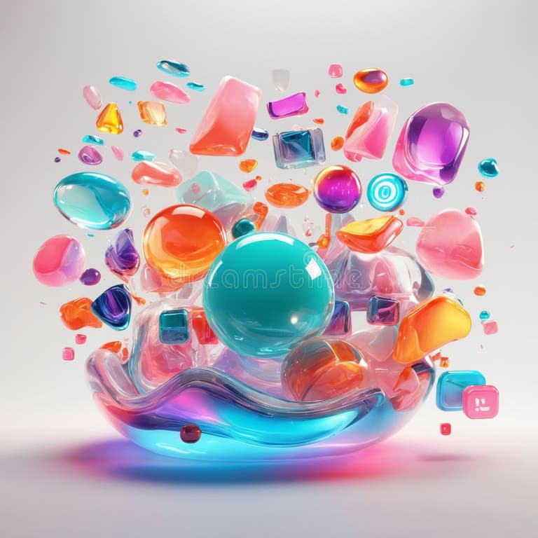 3D UI Elements with Glass Morphism Effect: App Icons & Design System ...