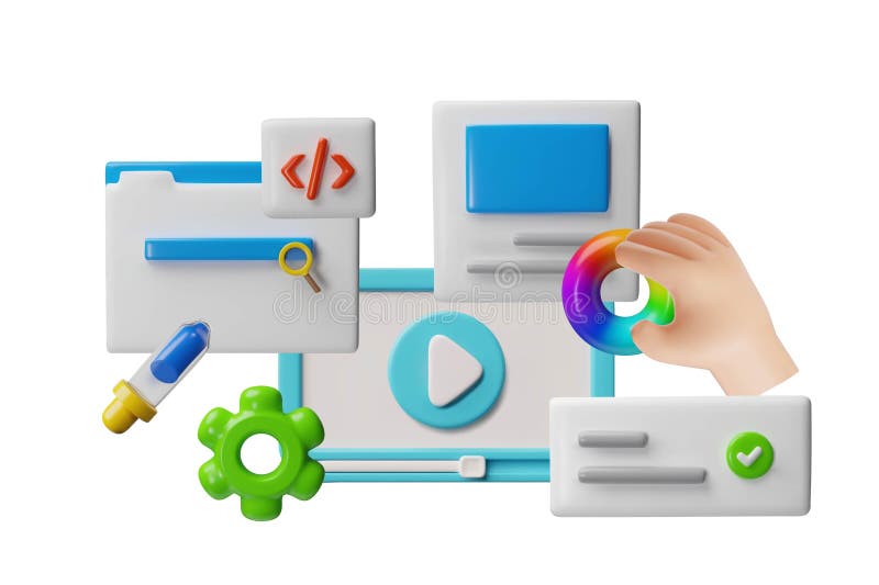 3D Ui, Ux User Software Interface Vector Design, Block Template of ...