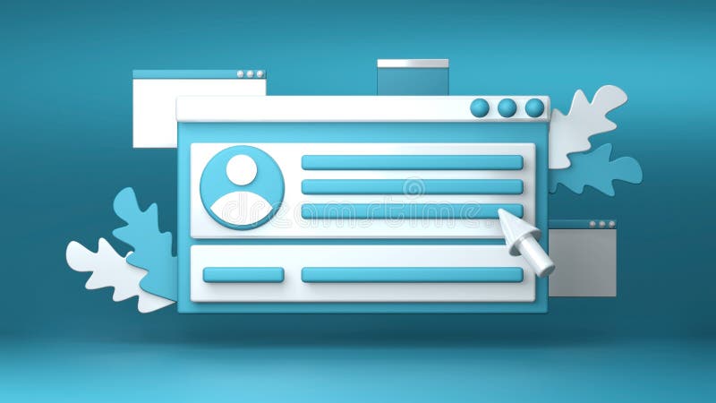 3d UI Window for Presentation and Web Site Banners, Turquoise Color ...