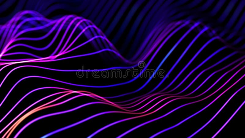 3D Ultraviolet Sound Waves Flowing in Virtual Space. Stock Video ...