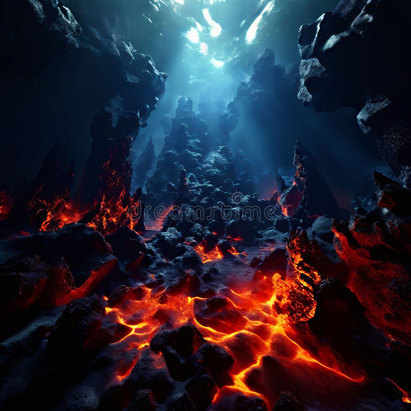 D Underwater Volcano a Dramatic Underwater Scene Featuring Avo Stock ...