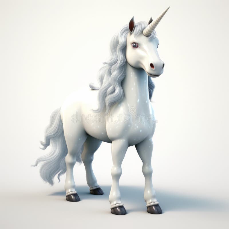 Cute 3d Unicorn Character in Cel Shading on White Background Stock ...