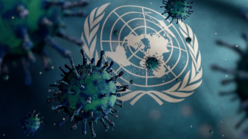 3D, United Nations Flag Waving with Coronavirus Outbreak. UN and ...