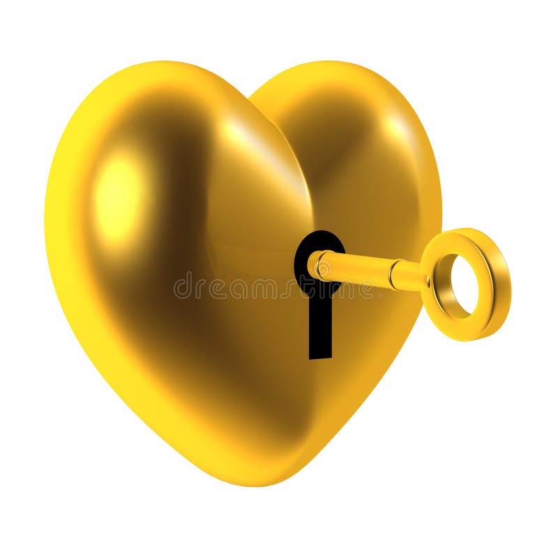 3d Unlock the Heart of Gold Stock Illustration - Illustration of ...