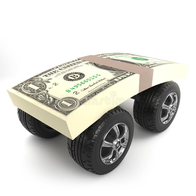 3d US Dollars on wheels stock illustration. Illustration of vehicle ...