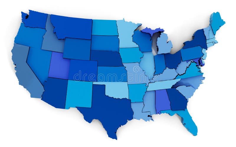 3D USA Map with States. 3D Illustration Stock Illustration ...