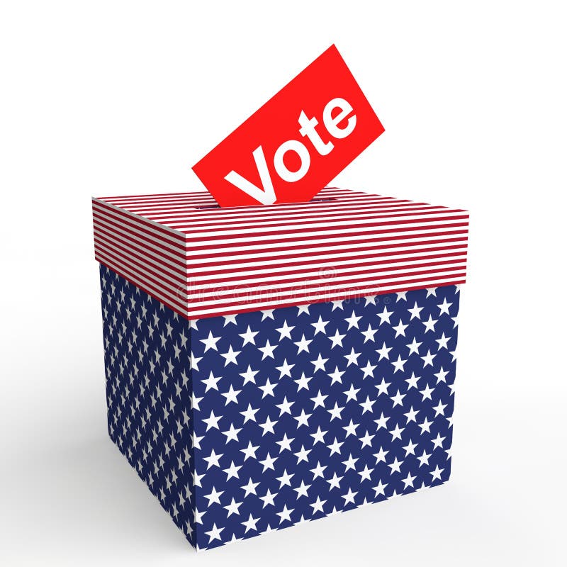 3d USA Themed Ballot Box and Vote Stock Illustration - Illustration of ...