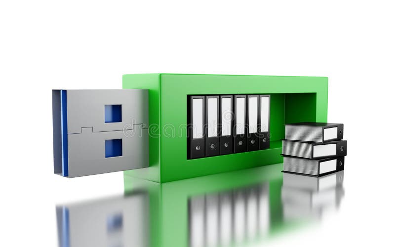 3d USB Drive with Data Folders Stock Illustration - Illustration of ...