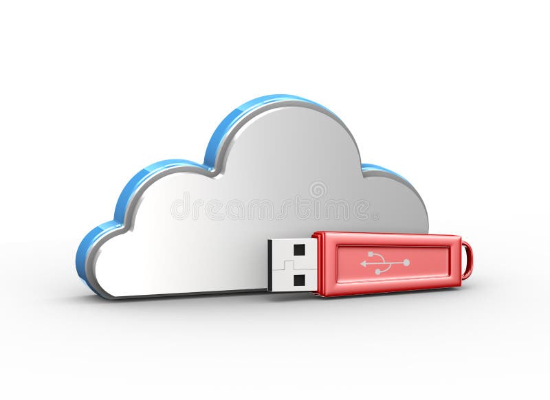 3d Usb Flash Drive and Cloud Computing Icon Stock Illustration ...