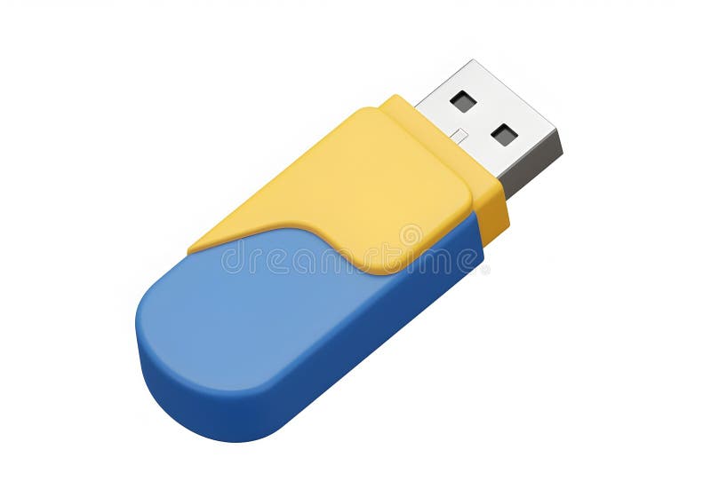 3D USB Flash Drive with a Yellow Top and Blue Bottom, Stock ...