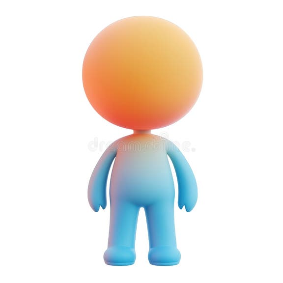 3d User Avatar Faceless Standing with Vibrant Orange Blue Gradient ...