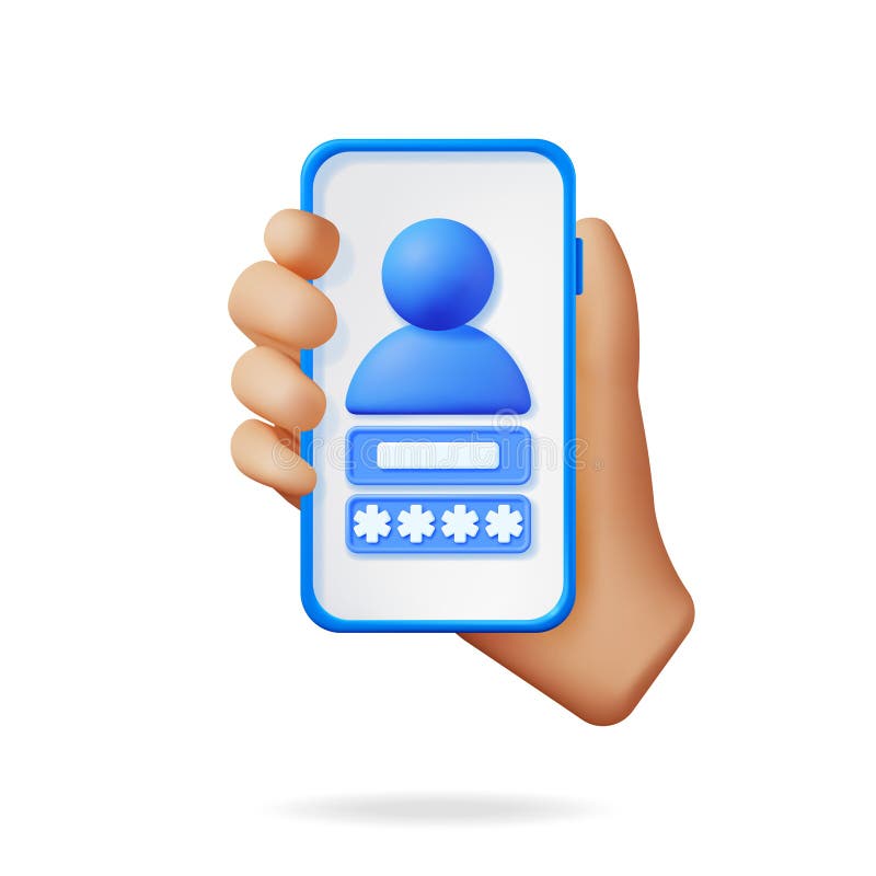 3D User Login Form Page in Smartphone in Hand Stock Vector ...