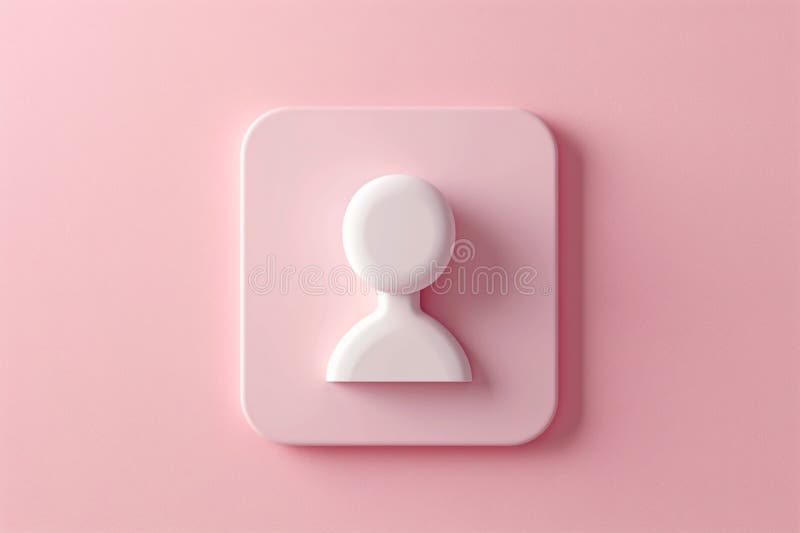 A 3D User Profile Icon on a Pastel Powder Pink Background Stock ...