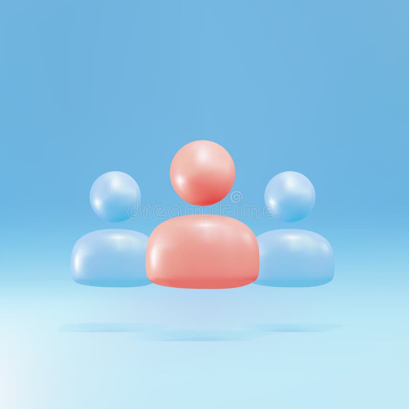 3d Users Group Icon Isolated on Blue Background. Group of People Icon ...