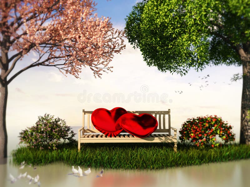 3D Valentin View for Love and Romance Stock Illustration - Illustration ...