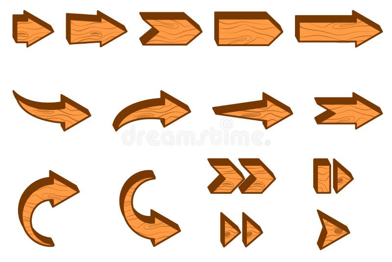 3d Various Arrow Style in Wooden Texture Stock Vector - Illustration of ...