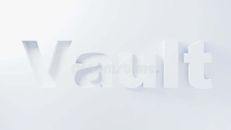 3D Vault Text with Subtle Shadows on Clean White Minimalist Background ...