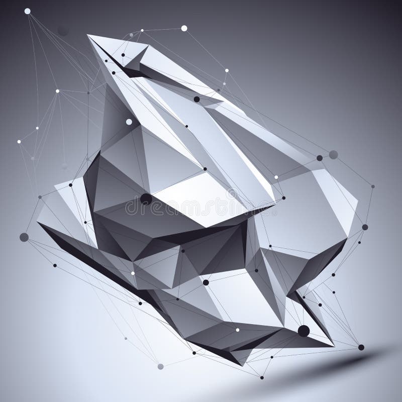 3D Vector Abstract Technological Illustration, Perspective Geometric ...