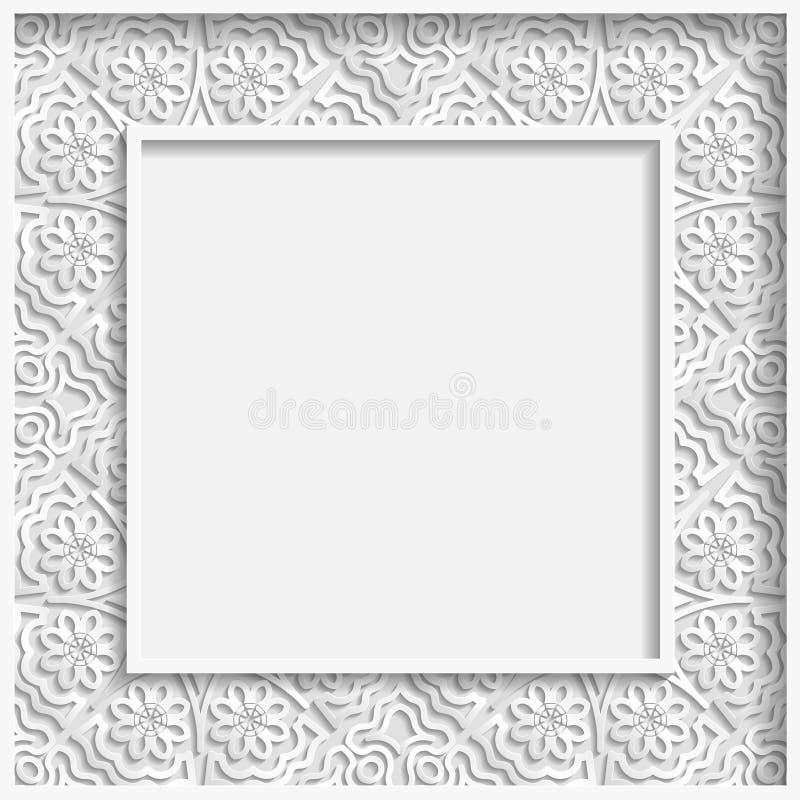 3D Vector Bas-relief Rectangular Frame for Photo or Picture, Vintage ...