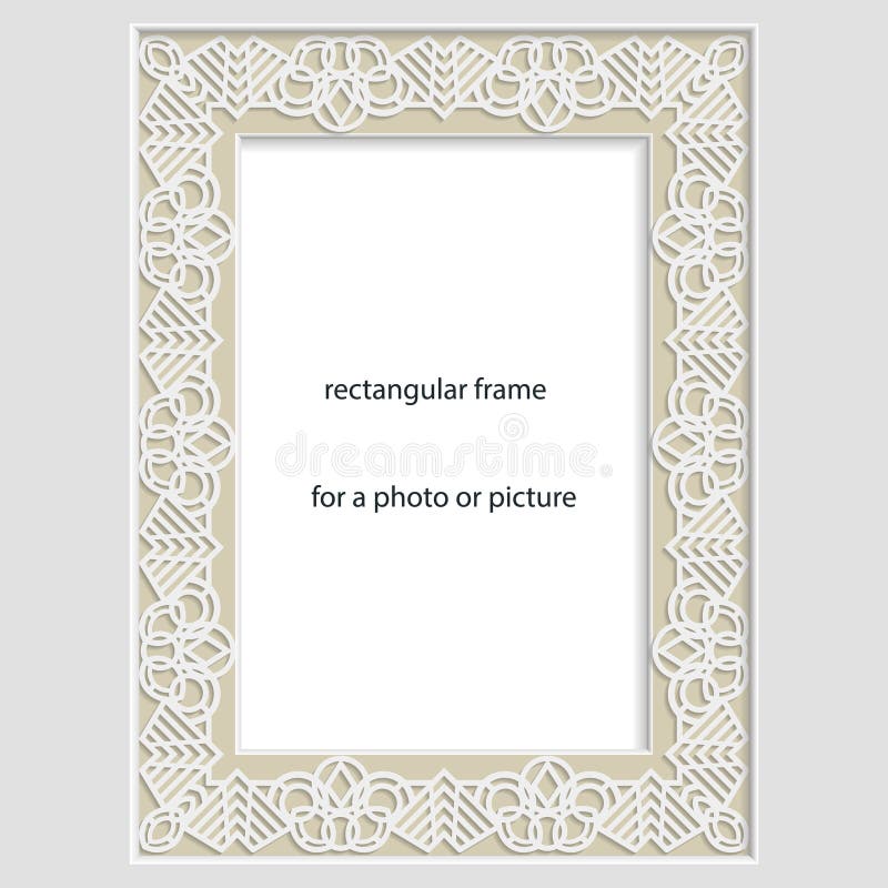 3D Vector Bas-relief Rectangular Frame for Photo or Picture, Vintage ...