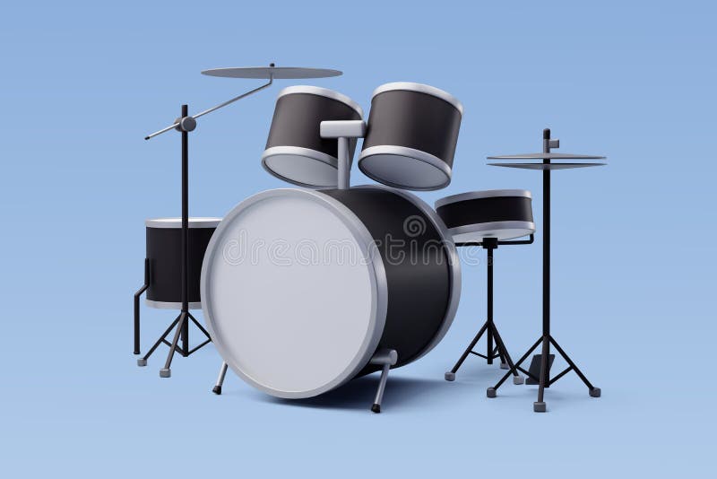 3d Vector Black Drum Set, Music and Instrument Concept Stock Vector ...