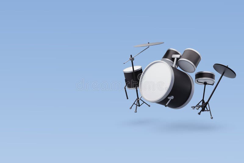 3d Vector Black Drum Set, Music and Instrument Concept Stock Vector ...