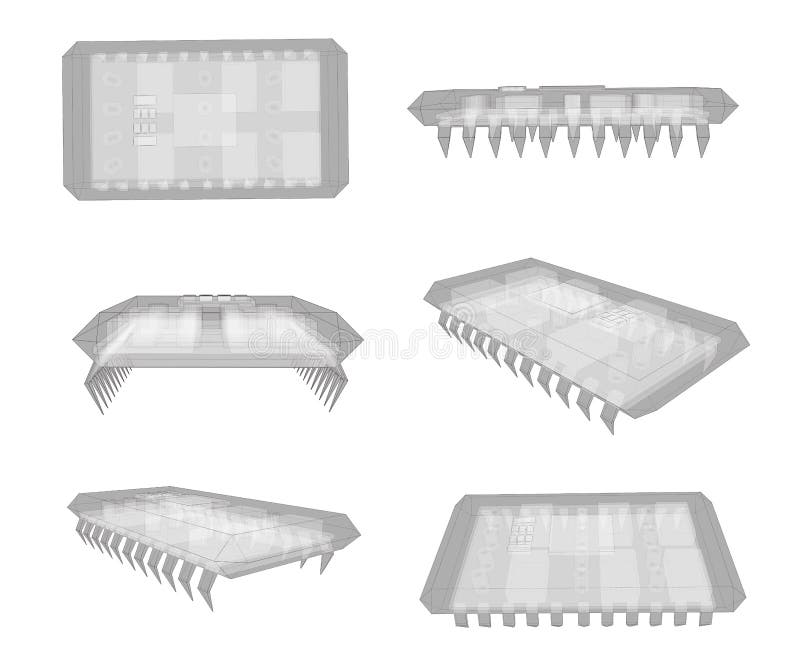3d Vector Chip Set for Computer Stock Vector - Illustration of render ...