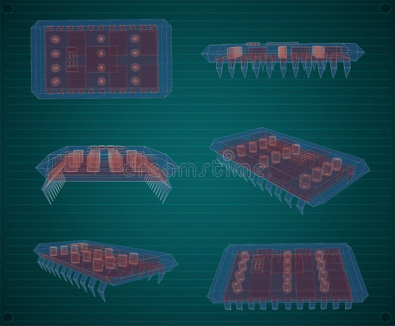 3d Vector Chip Set for Computer Stock Vector - Illustration of mesh ...