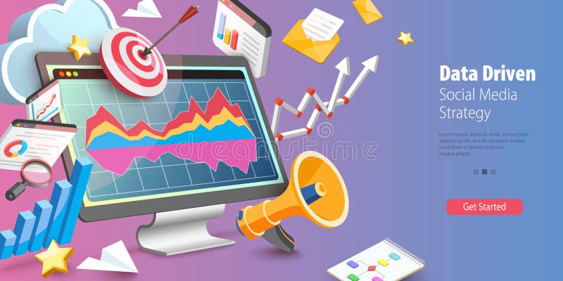 3D Vector Conceptual Illustration of Data Driven Social Media Strategy ... 3D Vector Conceptual Illustration of Data Driven Social Media Strategy ...